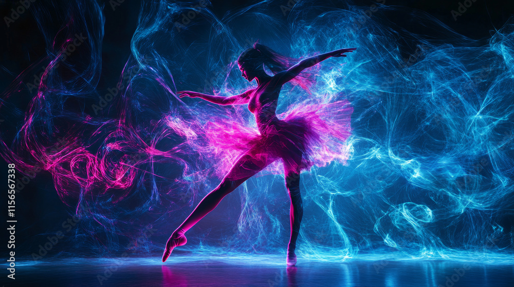 Dance hologram. A holographic projection of a girl dancing. Flickering ...