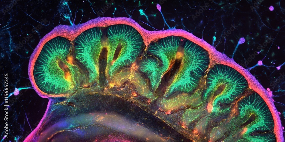 Cerebral cortex and hippocampus sections of a mouse brain, highlighted ...