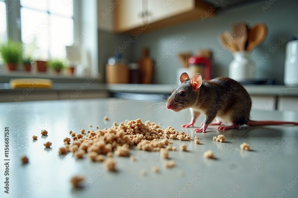 Rat droppings on kitchen counter, a reminder of the importance of ...