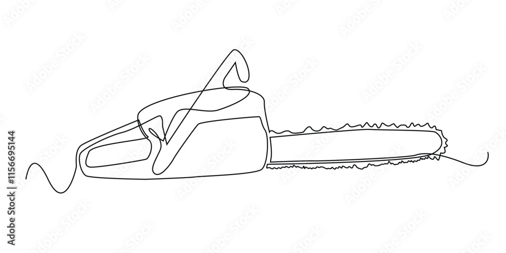 continuous line drawing of chainsaw.one line drawing of carpenter ...