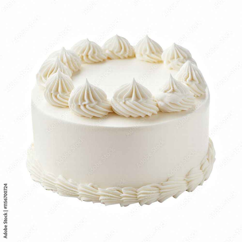 round white cake with frosting and decorative cream isolated on ...