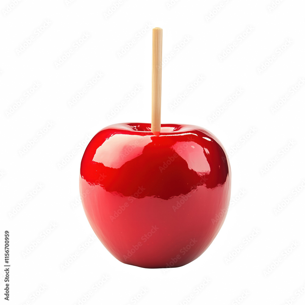 red candy apple with wooden stick isolated on transparent background ...