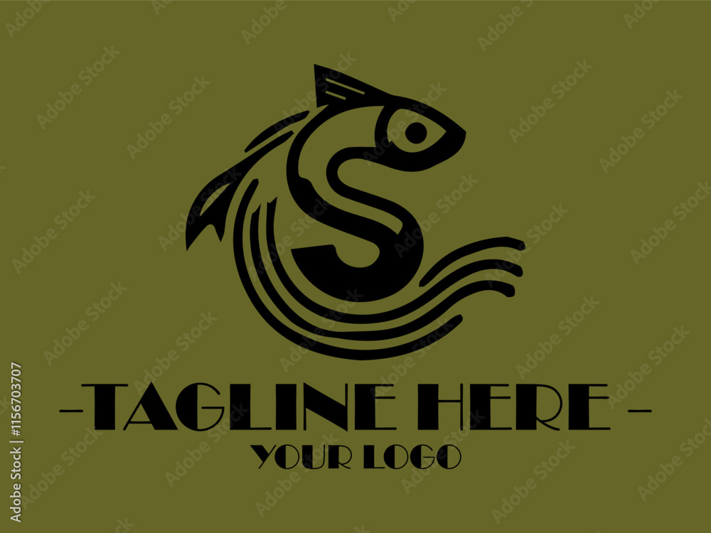 The symbol for the letter S Circular black fish design suitable for ...