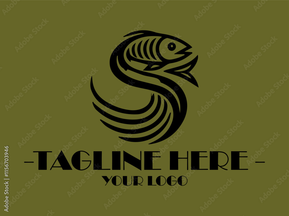 The symbol for the letter S Circular black fish design suitable for ...