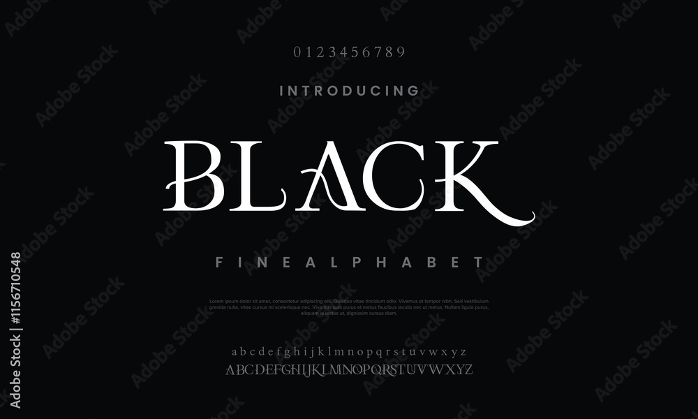 vector illustration. Stylish elegant vector composite font. set of ...