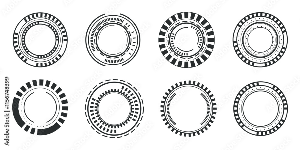 Hud aim pointer optical target, Futuristic focus range indicators ...