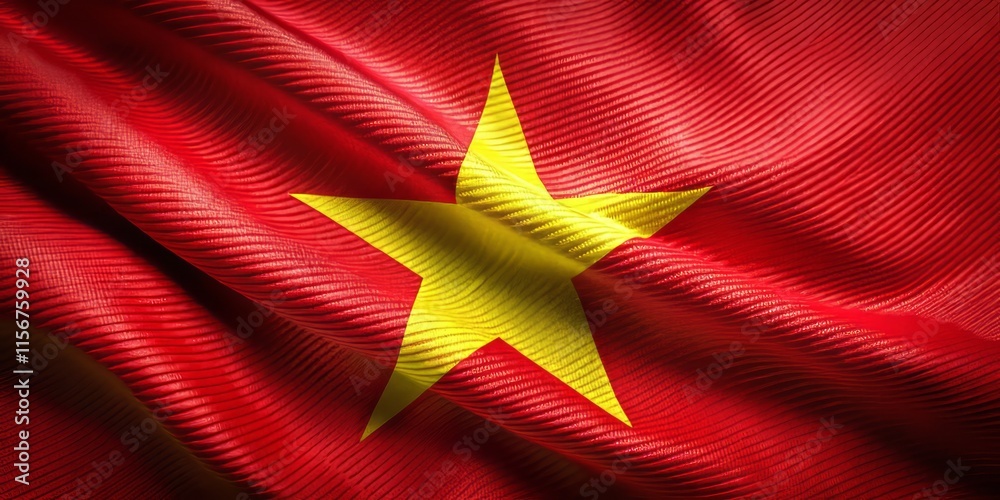 Vietnam Flag Close Up High Resolution Image, Detailed Fabric Texture ...
