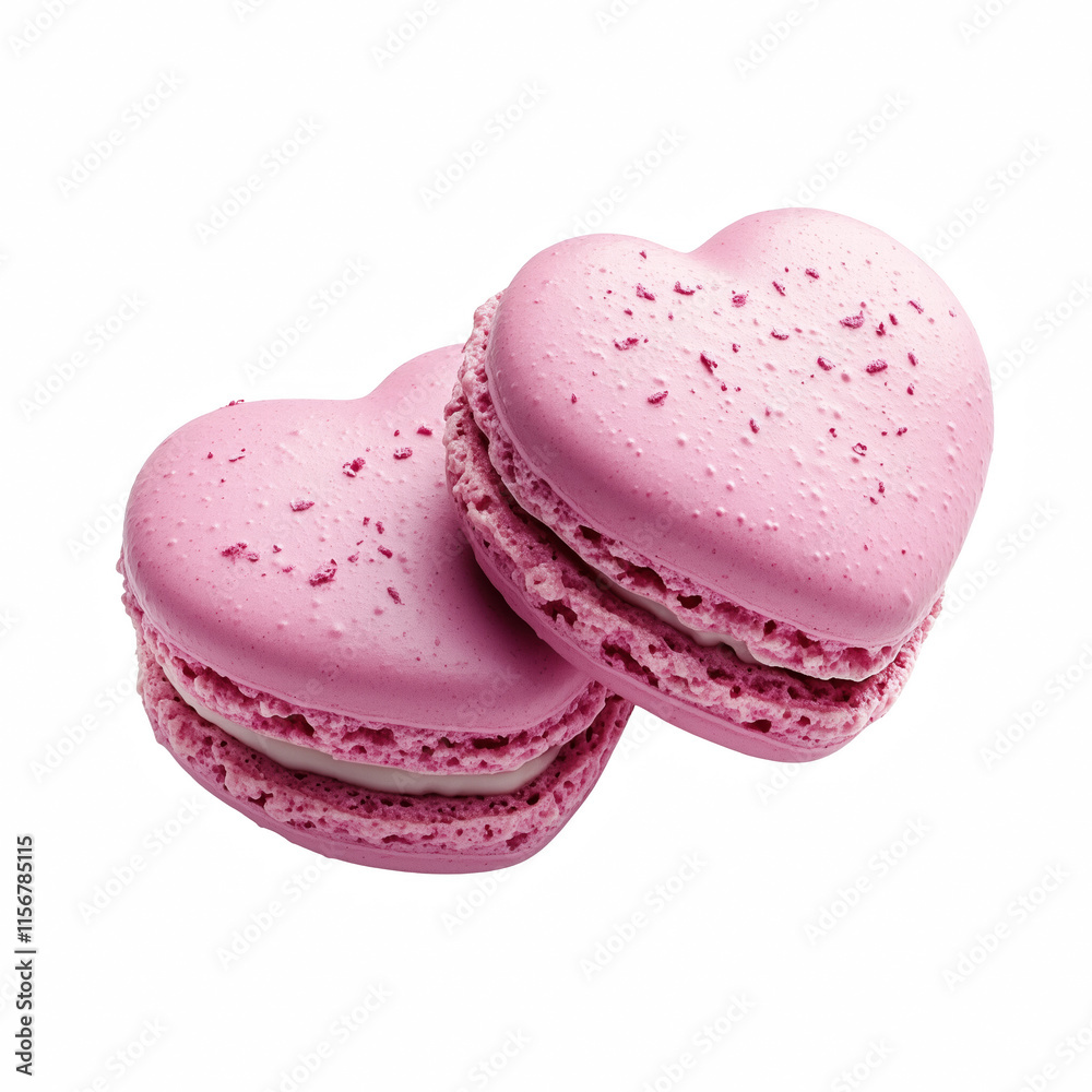 Two pink heart shaped macarons isolated on transparent background ...