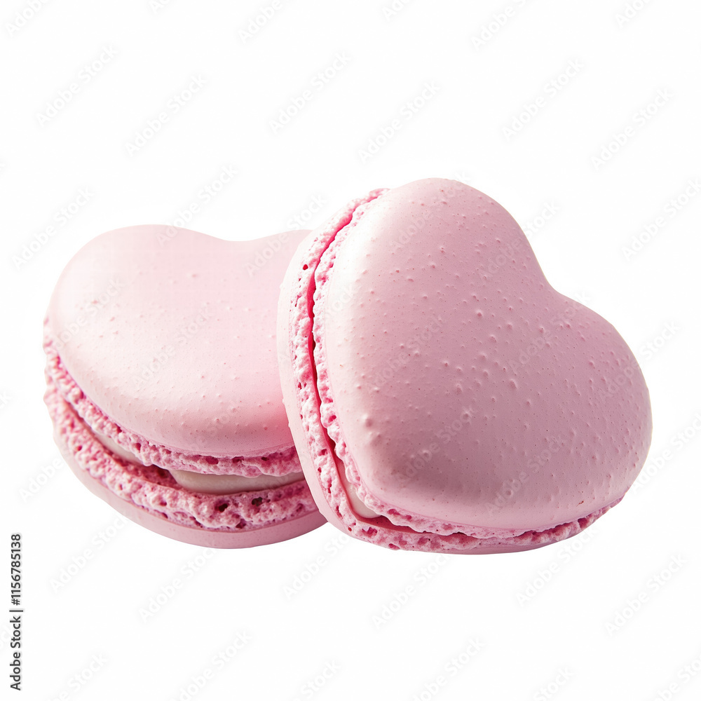 Two pink heart shaped macarons isolated on transparent background ...