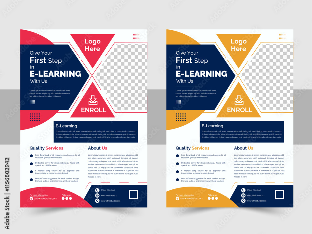 Education Brochure Template Layout, a bundle of 2 templates of a4 flyer ...