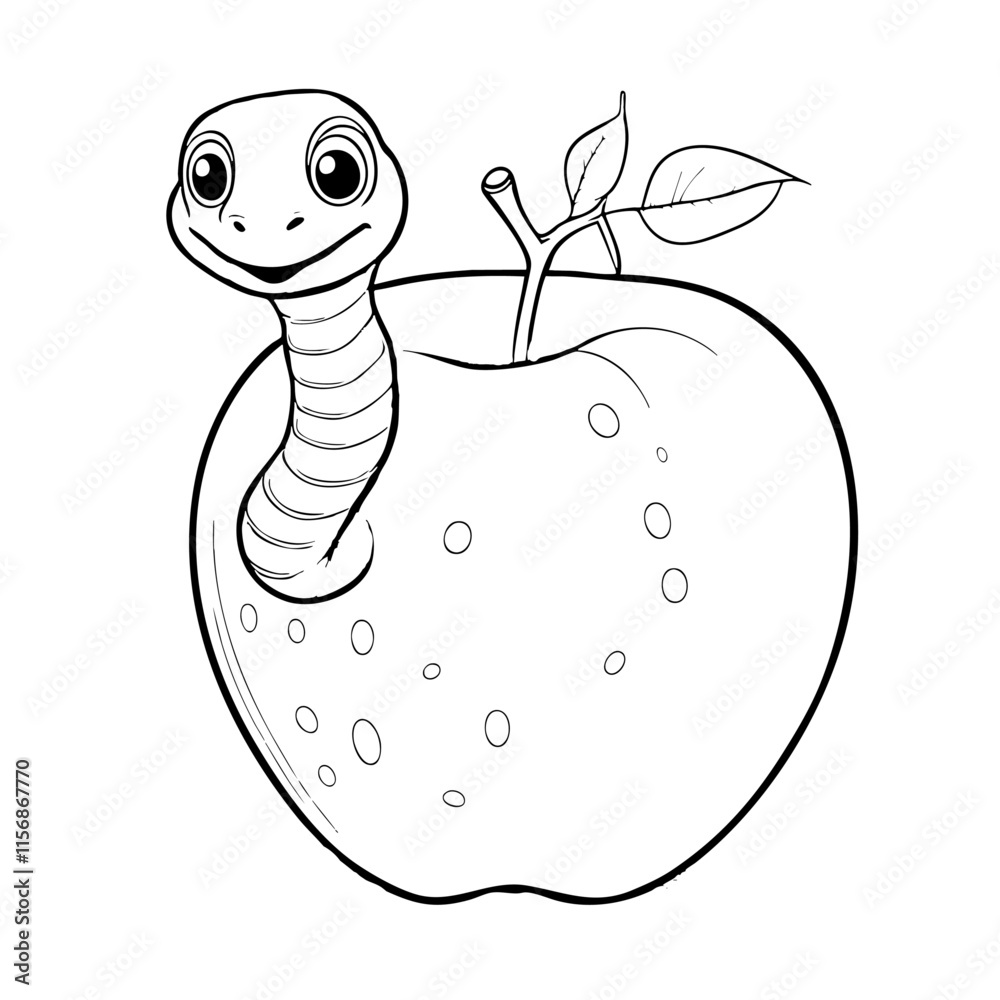 printable coloring pages of a maggot from apple, this is ideal outline ...