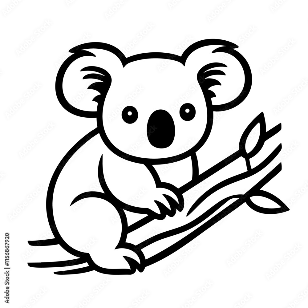 printable coloring pages of baby koala on branch, this is ideal outline ...