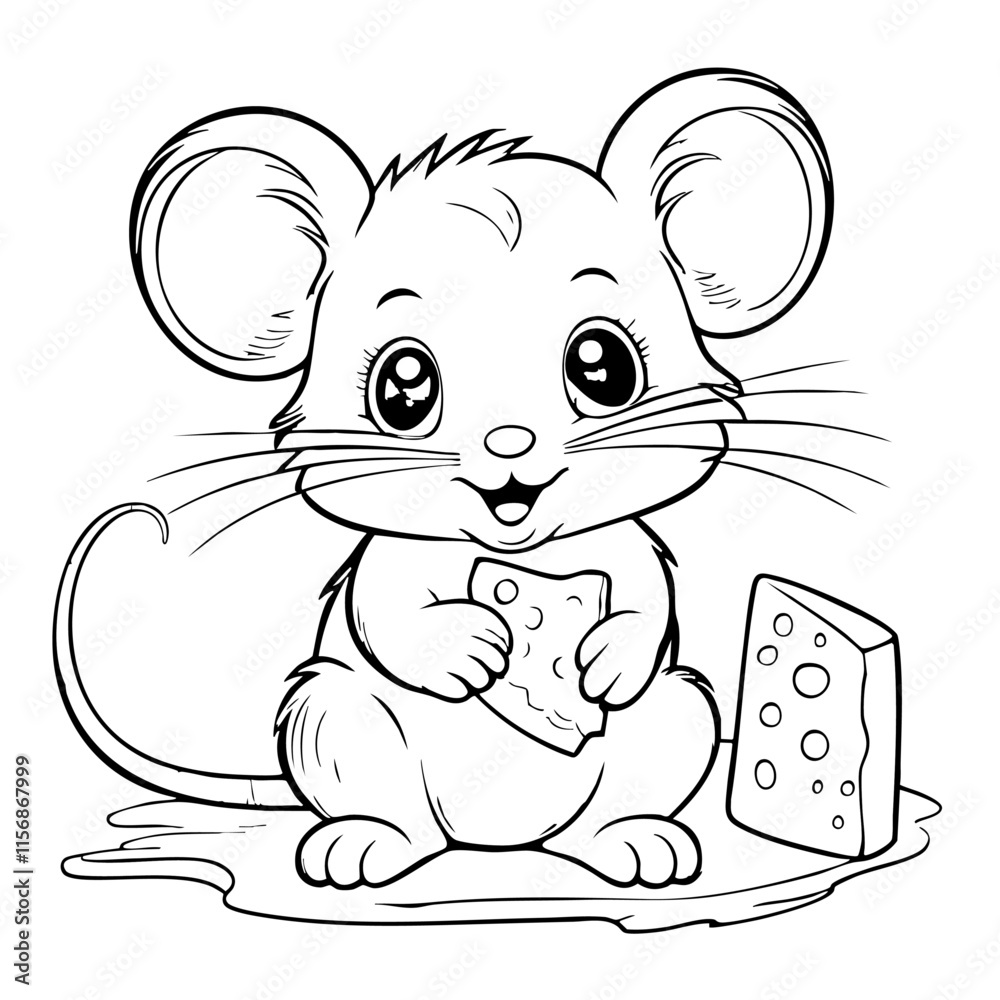 printable coloring pages of cute mouse holding swiss cheese, this is ...