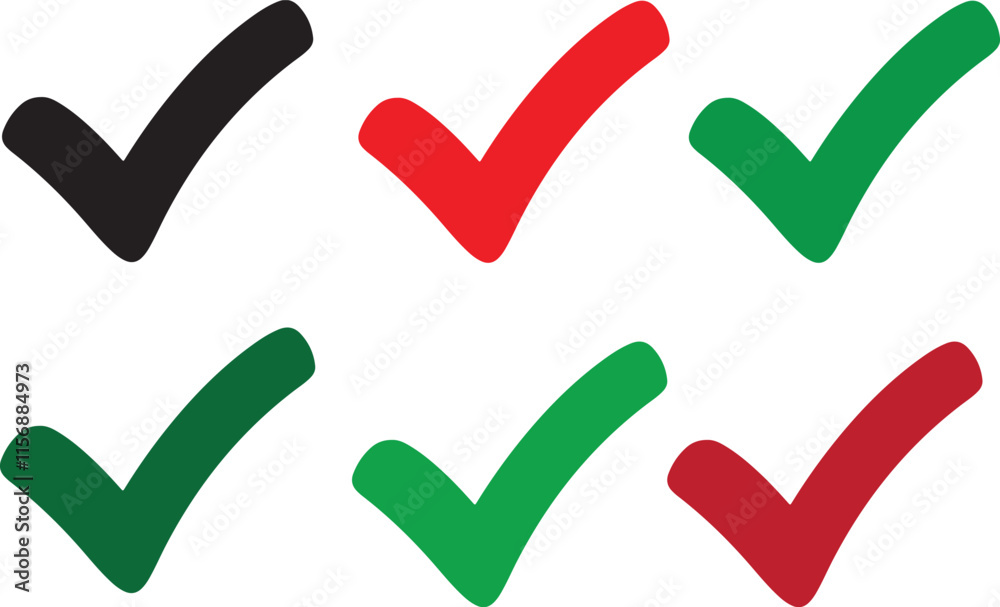 Green tick and red cross symbols for indicating correct and incorrect ...