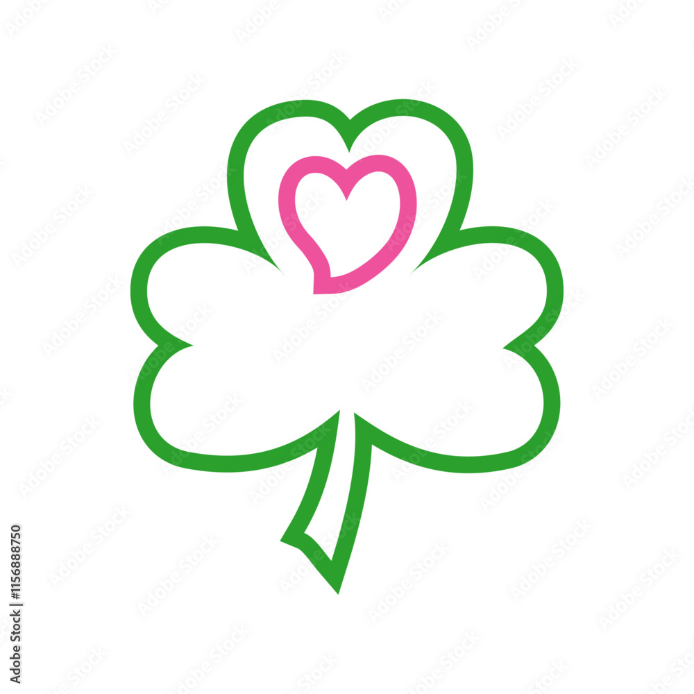 Día de San Patricio. Logo con silueta de trébol de tres hojas con un ...