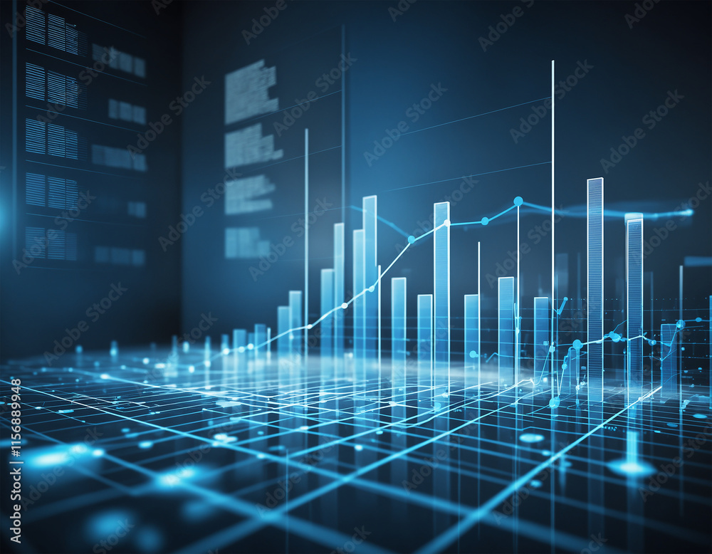 blue finance graph and investment bar showcasing growth and success in ...