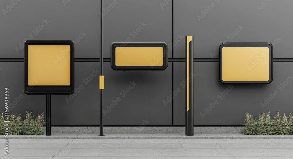 Signage System Design Template Set. Exterior and Interior Signs with ...