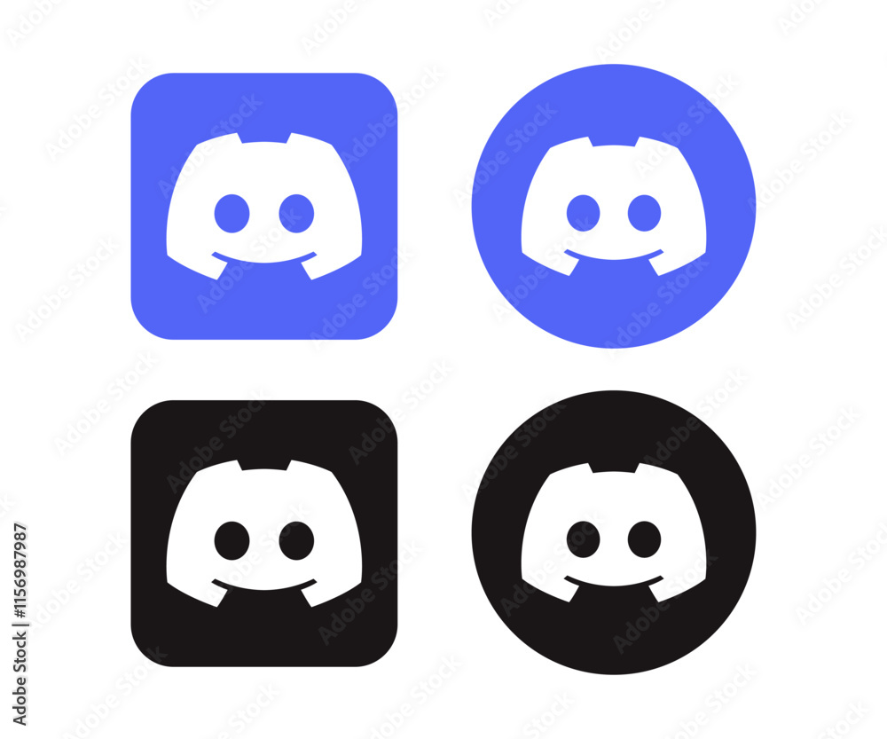 Discord Logo In Square And Round Background Stock Vector | Adobe Stock