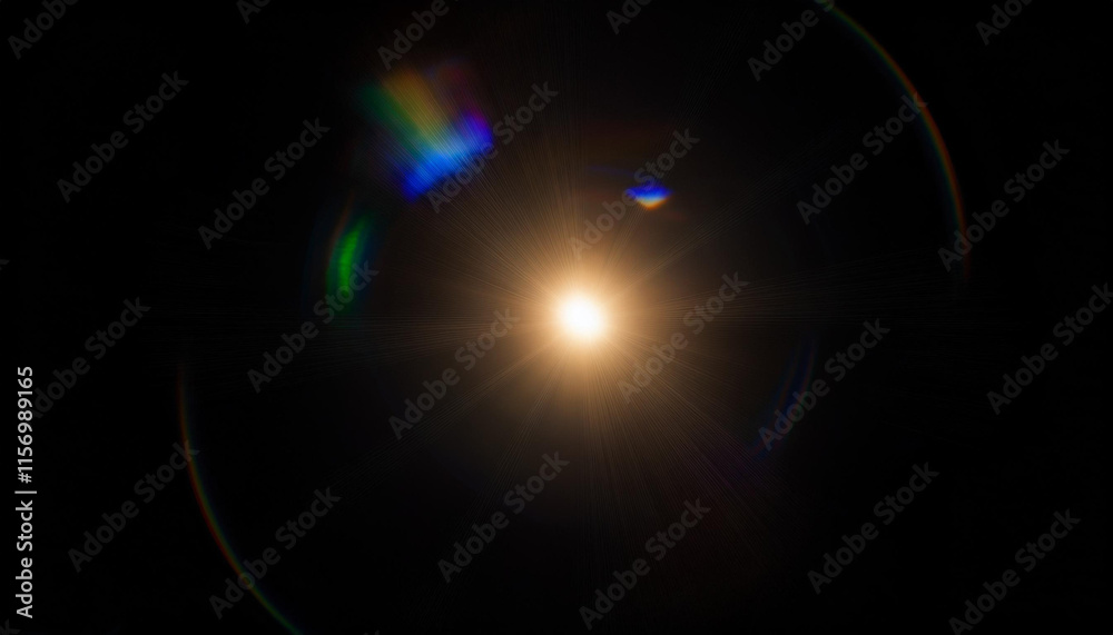 Lens Flare. Light over black background. Easy to add overlay or screen ...