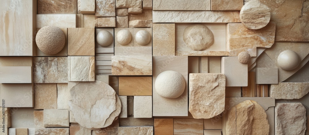 Artistic wall design with assorted sandstone shapes and textures for ...