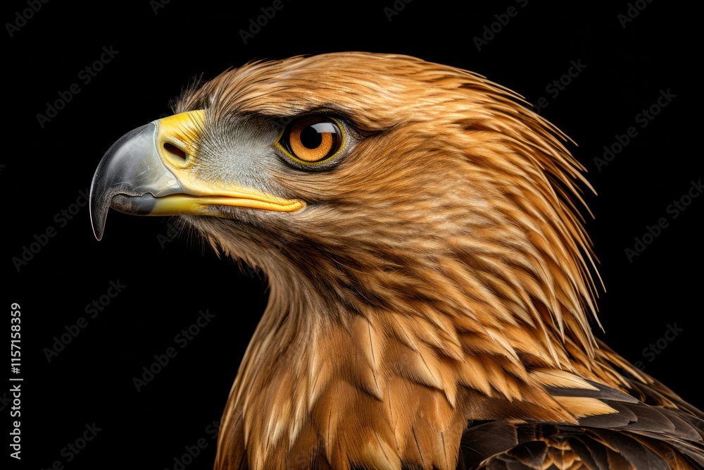 Side profile of a Golden Eagle standing proudly with its feathers fully ...