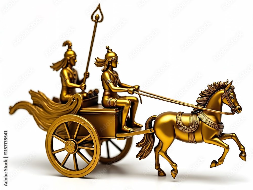 Ilustración de Stock Hindu Mythological Horse Chariot Depicting Krishna ...