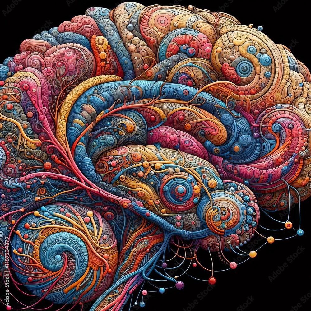 576 Details Color coded areas neural connections Izobrajenie 3 i Stock ...