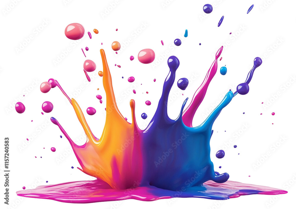 Vibrant and dynamic paint splatter dropping isolated on a PNG ...