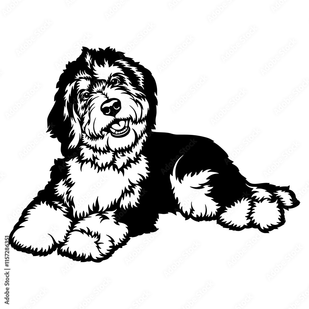 Bernedoodle Dog Breed - Pet Vector Cut file, Dog Silhouette Stencil ...