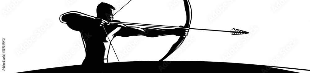 Archery icon. Archer with bow and arrow symbol. Targeted focus and ...
