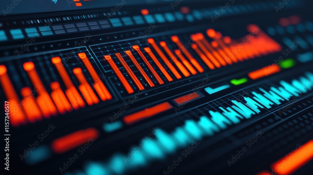Luminous Digital Sound Wave Visualization with Microphone Displaying ...