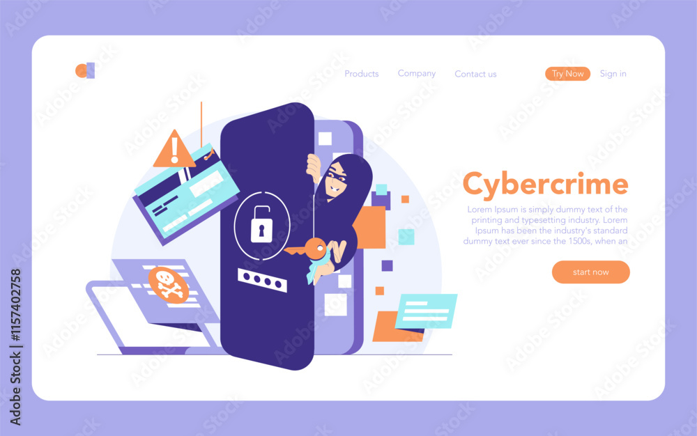 Cybercrime. Flat Vector Illustration Stock Vector | Adobe Stock