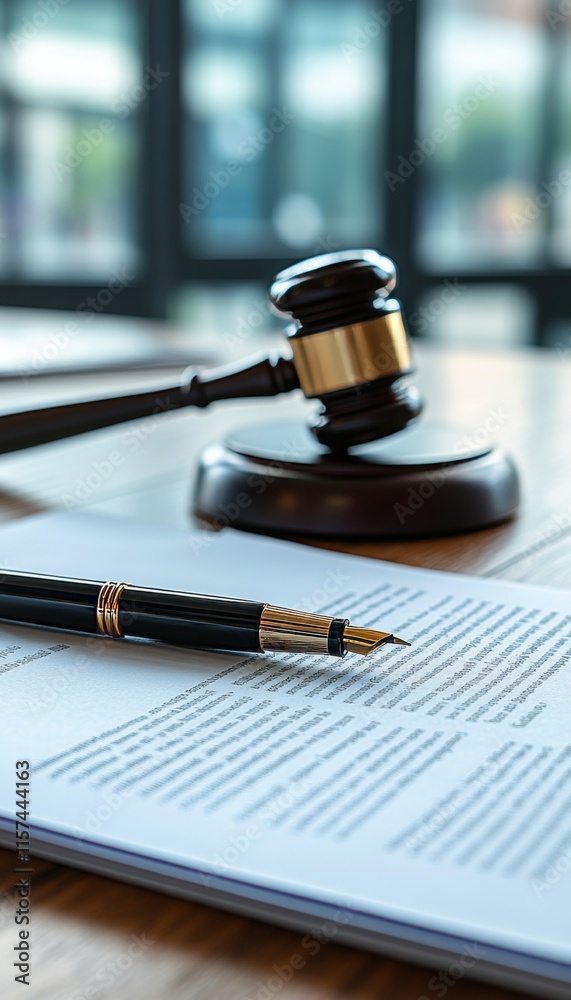 Legal Services Concept, Featuring Legal Documents, Pen, And Gavel In A ...