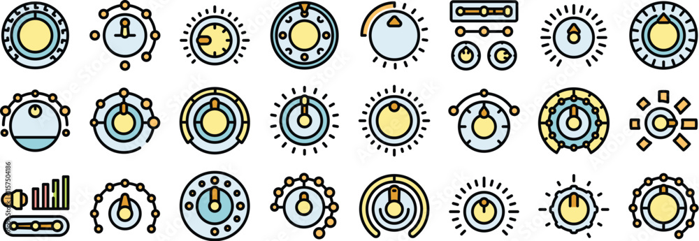 Different types of regulator icons represent adjusting various settings ...