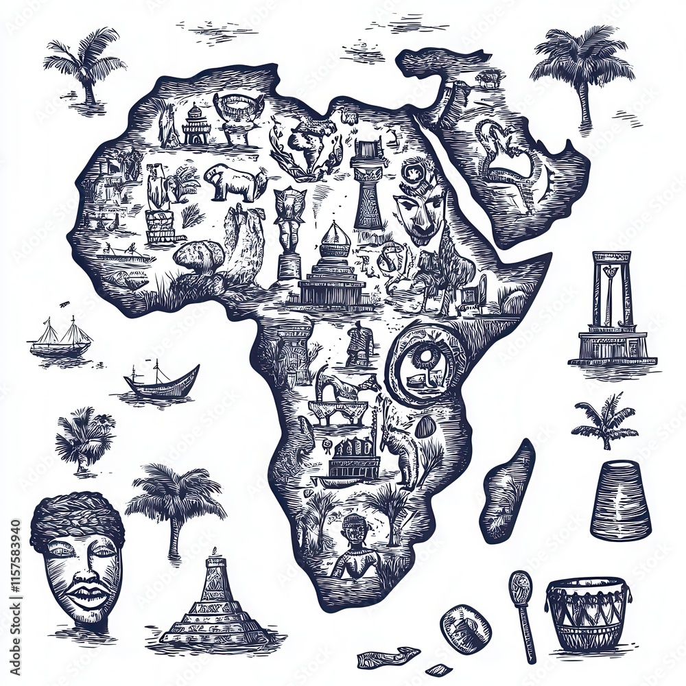 African Continent Illustrated Map: A Detailed Visual Journey Through ...
