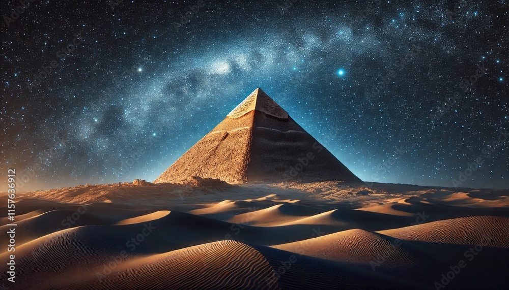 A stunning and realistic image of the Great Pyramid of Giza at night ...