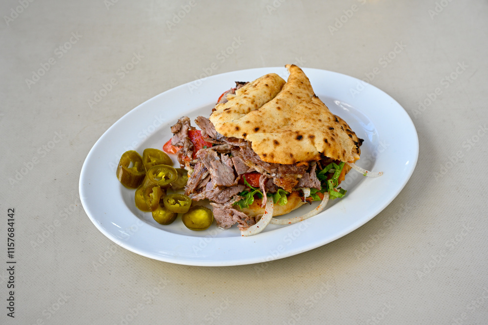 Meat Chicken Doner, between bread (Turkish Name : ekmek arasi et doner ...
