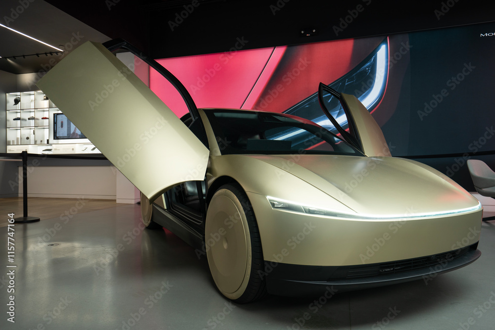 Bellevue, WA, USA - Dec 5, 2024: The Cybercab, a two-passenger battery ...