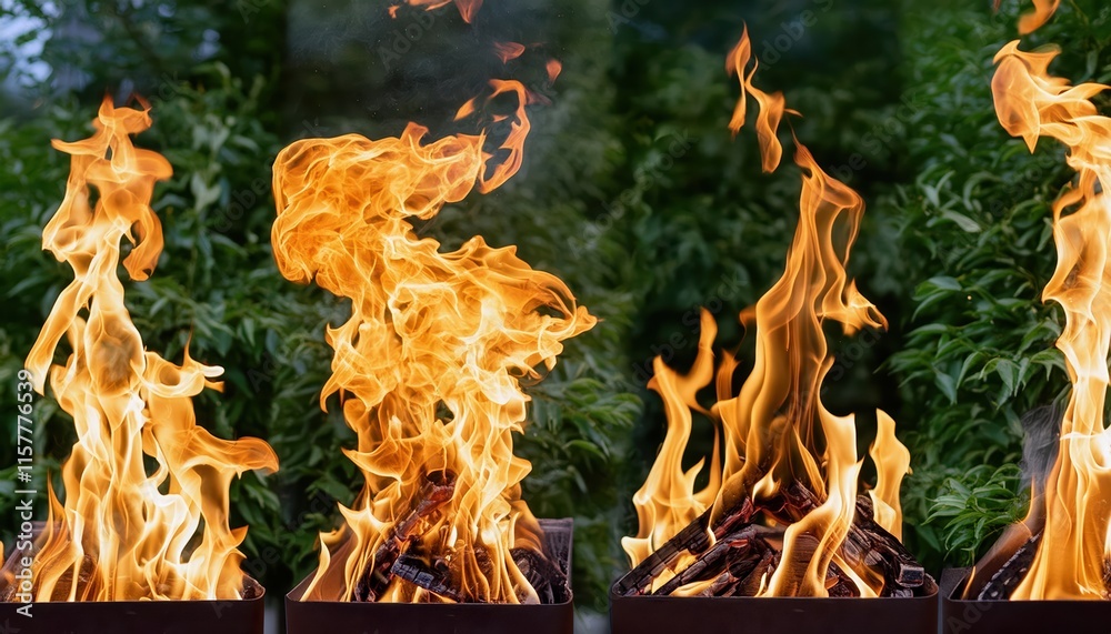Foto de Stock Realistic Fire Flames Captivating Transparent Background ...