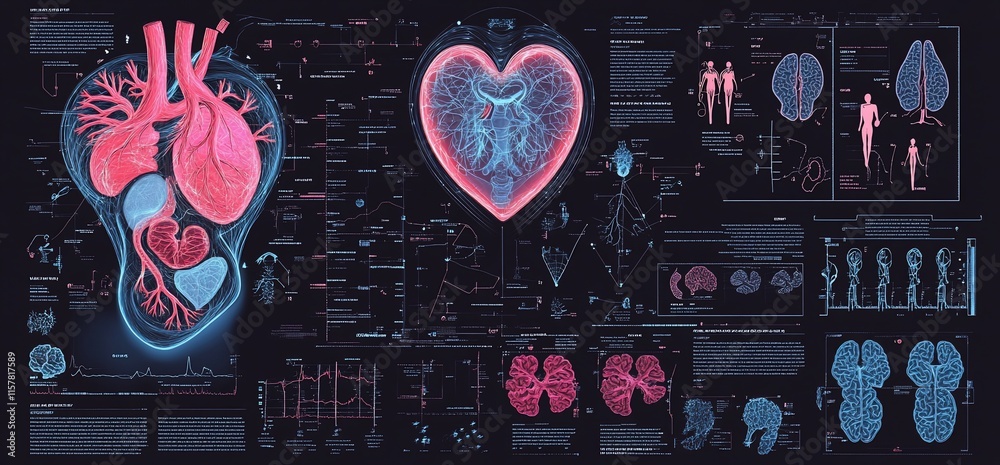 Infographic illustrating human anatomy, focusing on the heart and brain ...