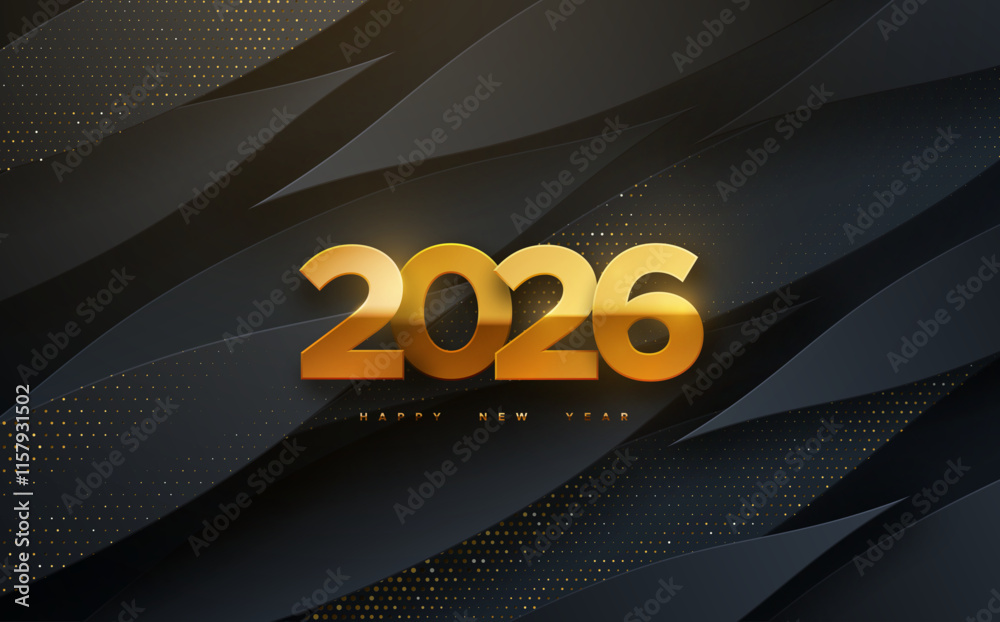 Happy New 2026 Year. Vector holiday illustration. Golden 2026 numbers ...