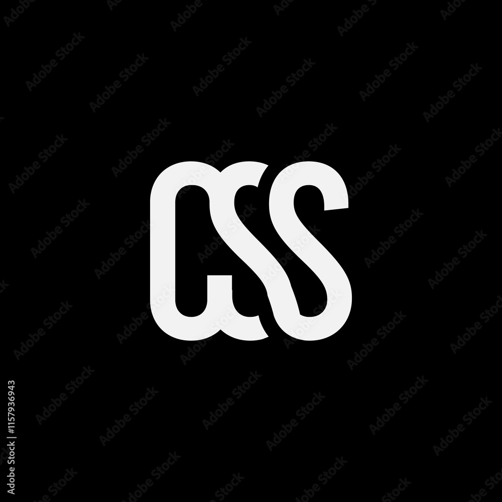 The image shows a flat monogram logo design of an initial letter css in ...