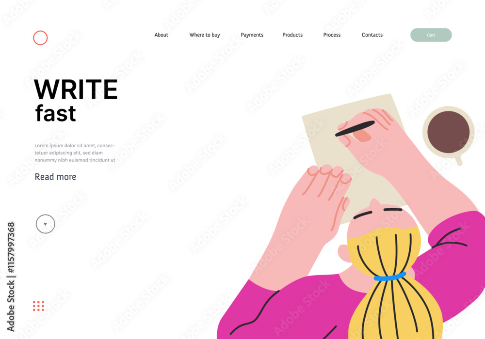 Writing people, modern flat vector concept illustration- sitting woman ...