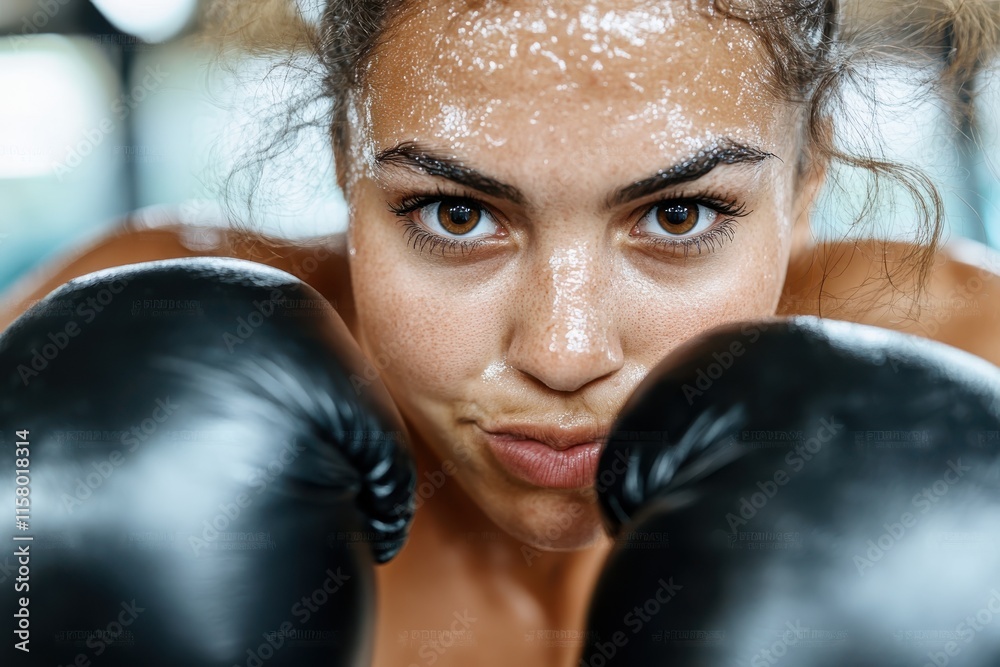 Empowered athlete training intensely in a boxing gym, showcasing ...