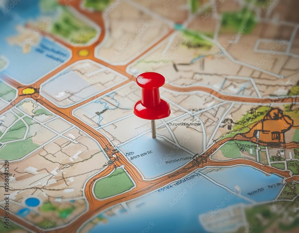 Map with a marked location, illustrating geographic positioning and ...