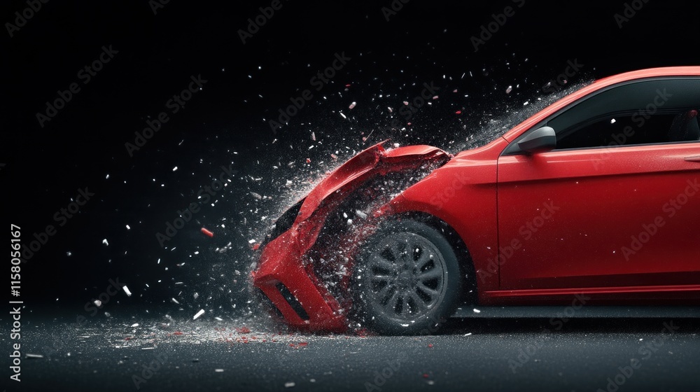 Car collision explosion urban environment action shot dramatic scene ...