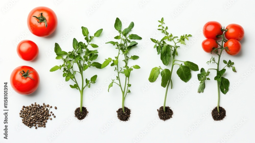 Tomato plant growth stages from seed to fruit. Stock Illustration ...