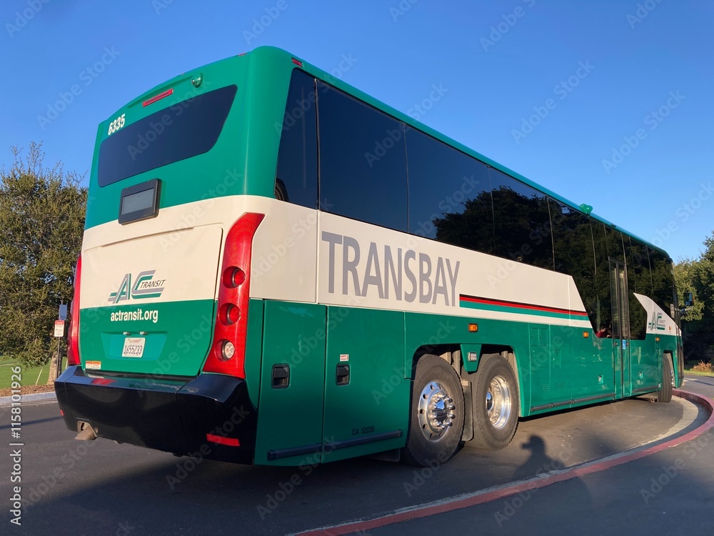 MCI D45 CRT LE transit coach bus in green and white colors operated by ...