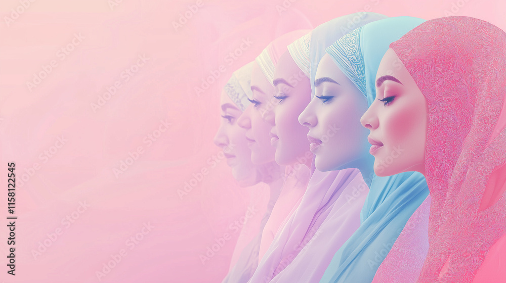 World Hijab Day gradient banner, color transition from pastel pink to ...