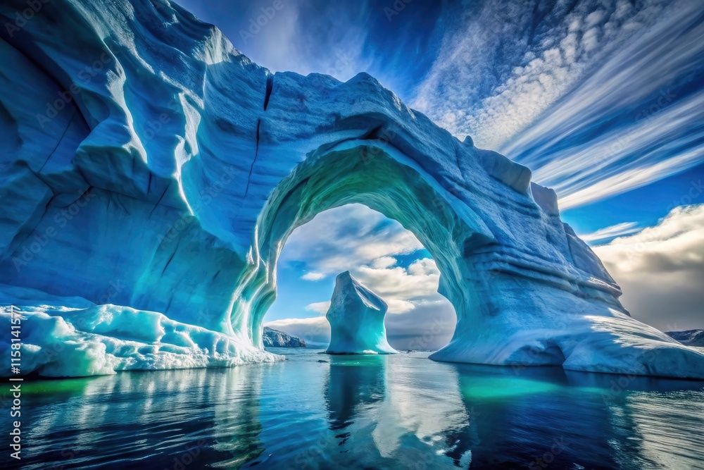 Antarctic Iceberg Arch, Peninsula Sound, Natural Ice Formation, Glacial ...